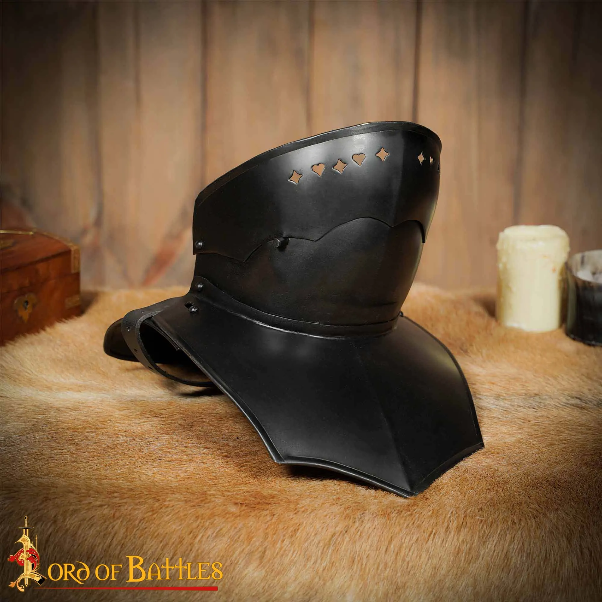 Black Knight Gorget with Foldable Bevor - CelticWebMerchant.com