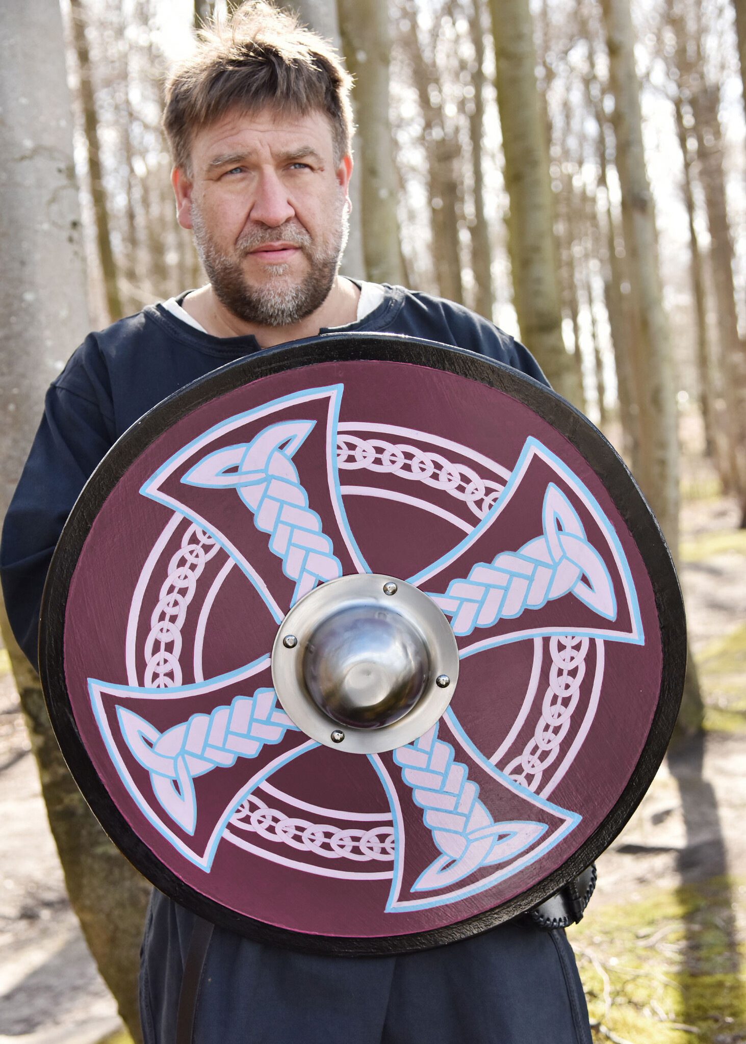 Round shield with Celtic cross - CelticWebMerchant.com