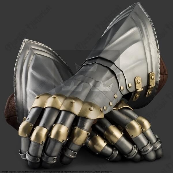 German gauntlets, 1450-1500, brass - CelticWebMerchant.com