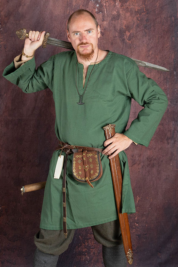 Tunic with authentic lining, green - CelticWebMerchant.com
