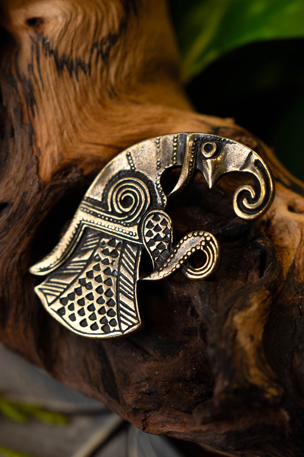 Germanic raven brooch Gotland, left, bronze - CelticWebMerchant.com