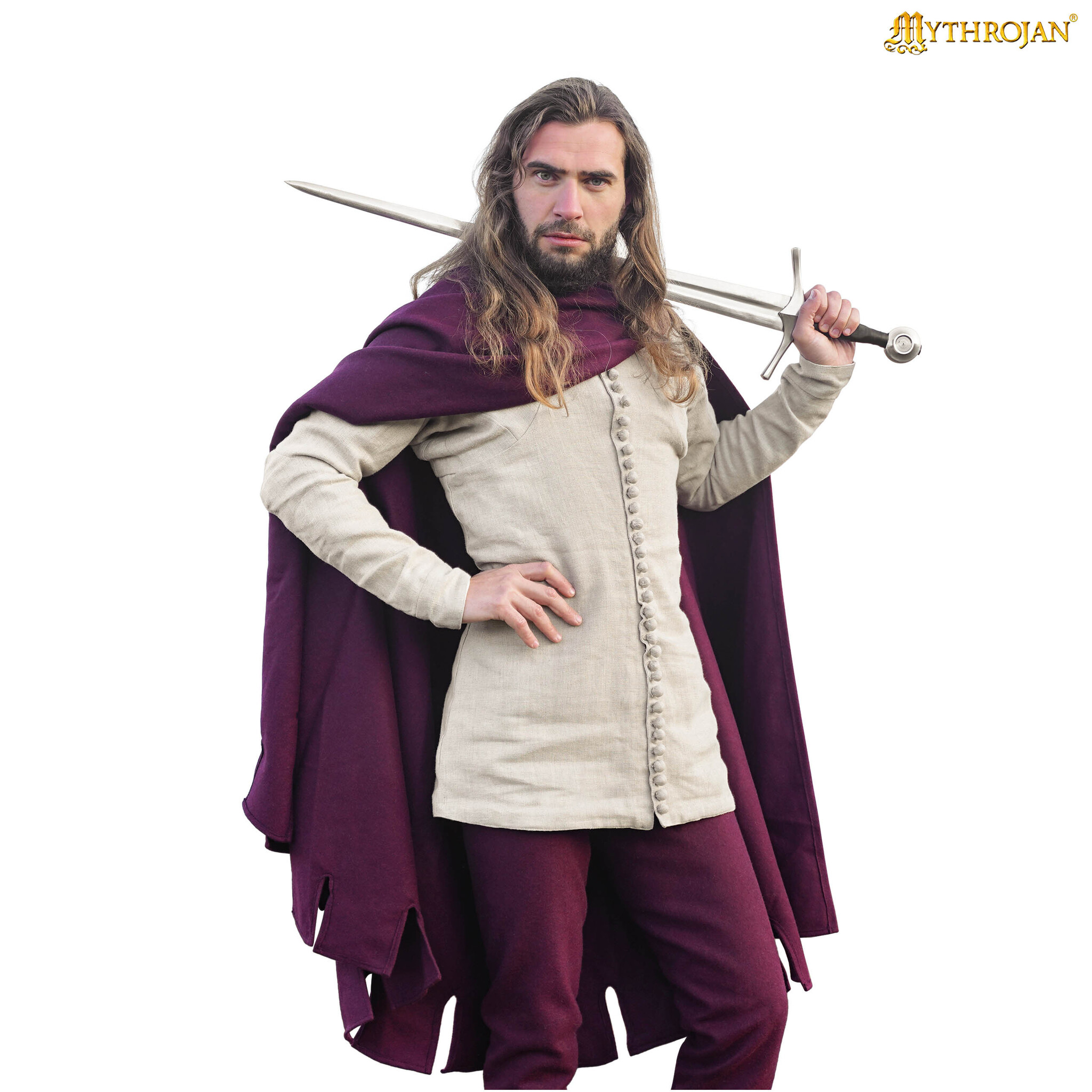 Mythrojan 14th Century Bocksten Man cloak, wool, wine red ...