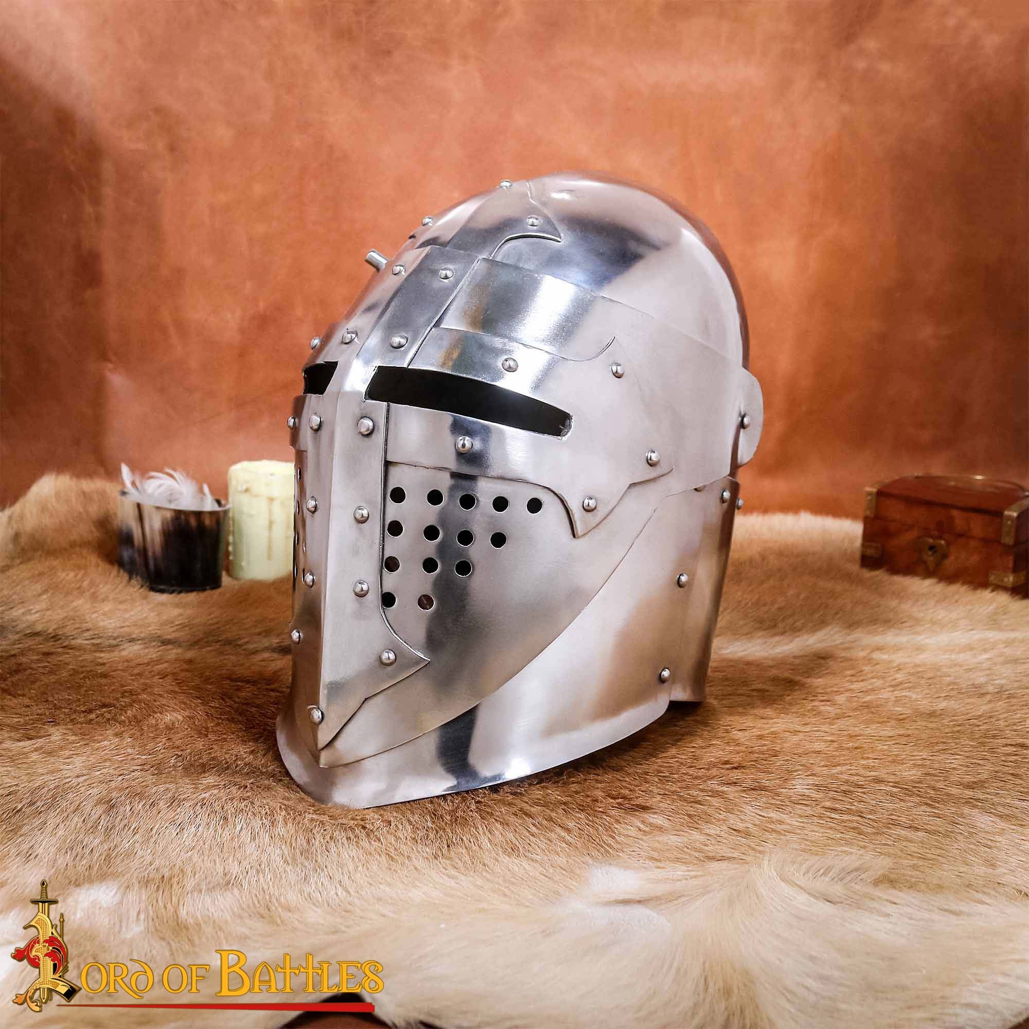 “Guiron the Courteous” 14th Century Knightly Visored Bascinet - CelticWebMerchant.com