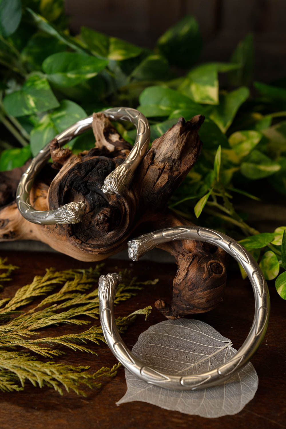 torques romains avec des têtes de lion, paire, couleur argent ...