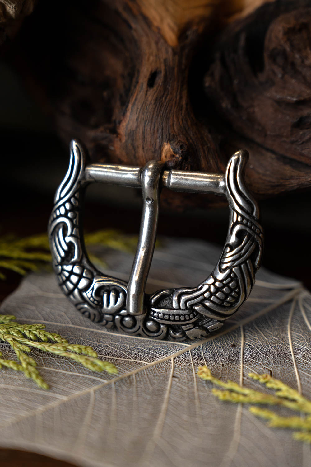 Borre-Jellinge style buckle gripping-beast, silvered ...