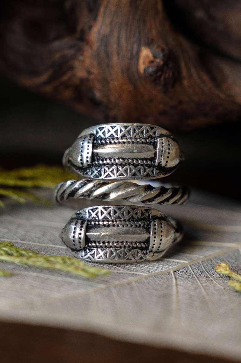 Germanic Iron Age ring Naustdal, silvered - CelticWebMerchant.com