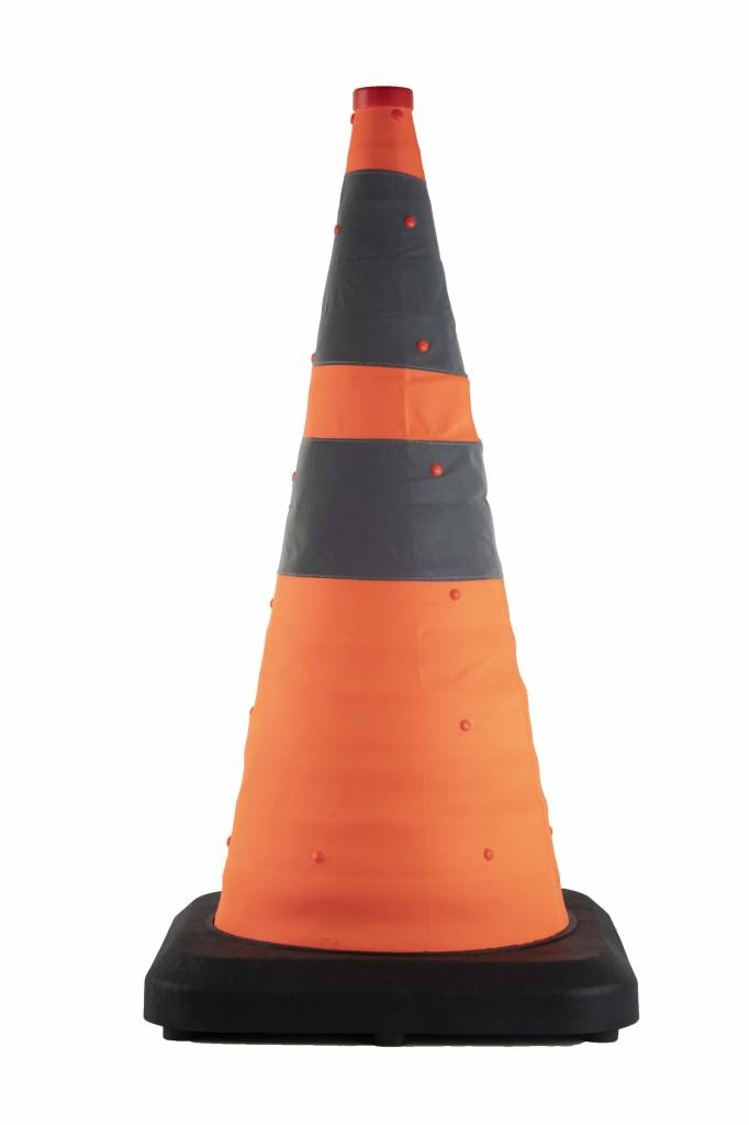 Heavy duty collapsible traffic cone 70 cm with integrated LED | TRAFFIC ...