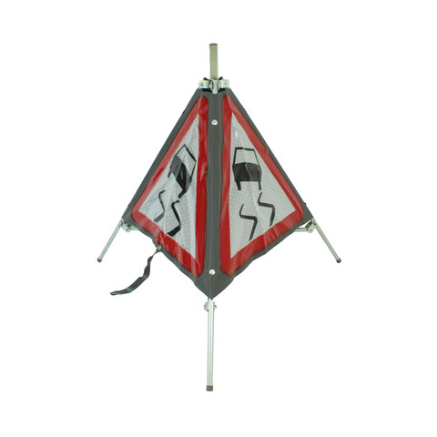 Folding traffic sign 'TRIPAN' - face A15 - SLIPPERY ROAD | TRAFFIC-shop