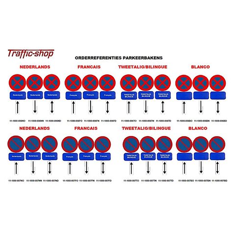 Tijdelijk parkeerverbodsbord E1 - Nederlands - dubbele pijl | TRAFFIC-shop