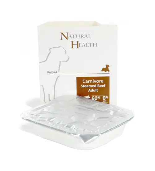 Natural health Dog Steamed Carnivore Beef omdoos 7x395 gram - Autobench.nl