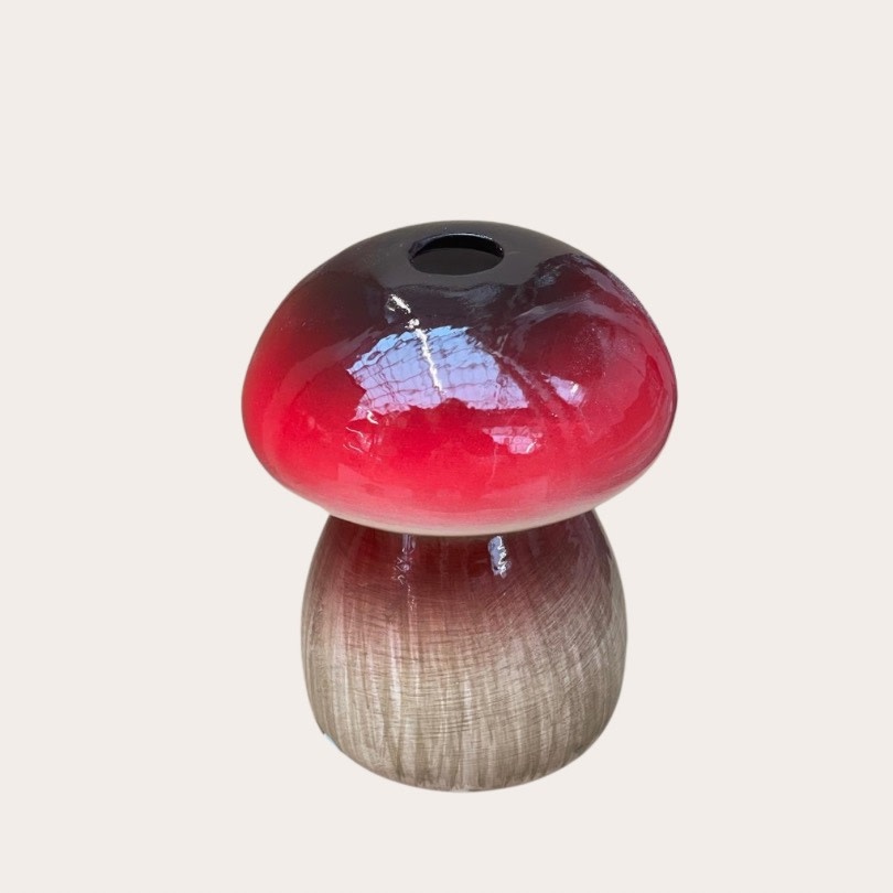 Paddestoel vaasje - Rood overloop - Groene Vingers Delft