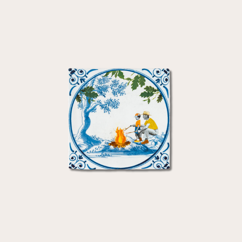 Storytiles - Quality time at the campfire - Groene Vingers Delft