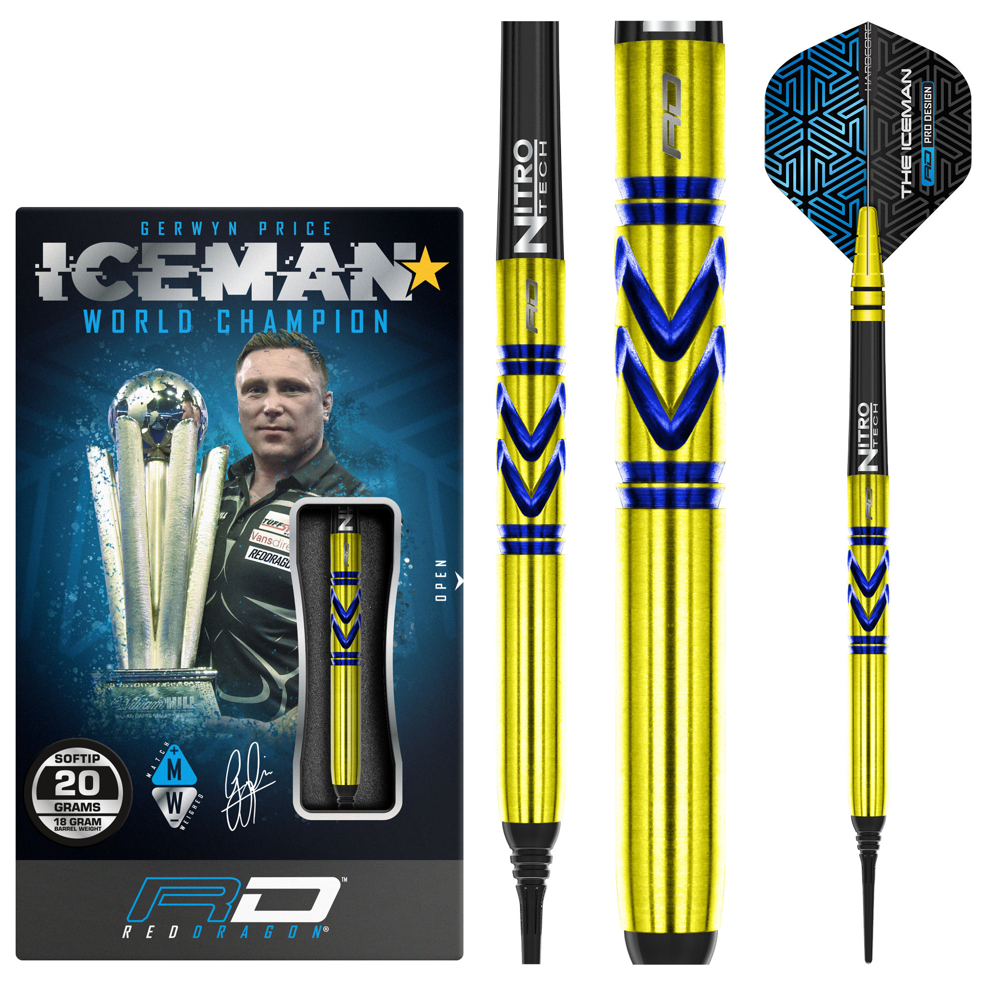 Red Dragon Gerwyn Price Avalanche-Pro Gold 90% Soft Tip - Dartshopper.dk