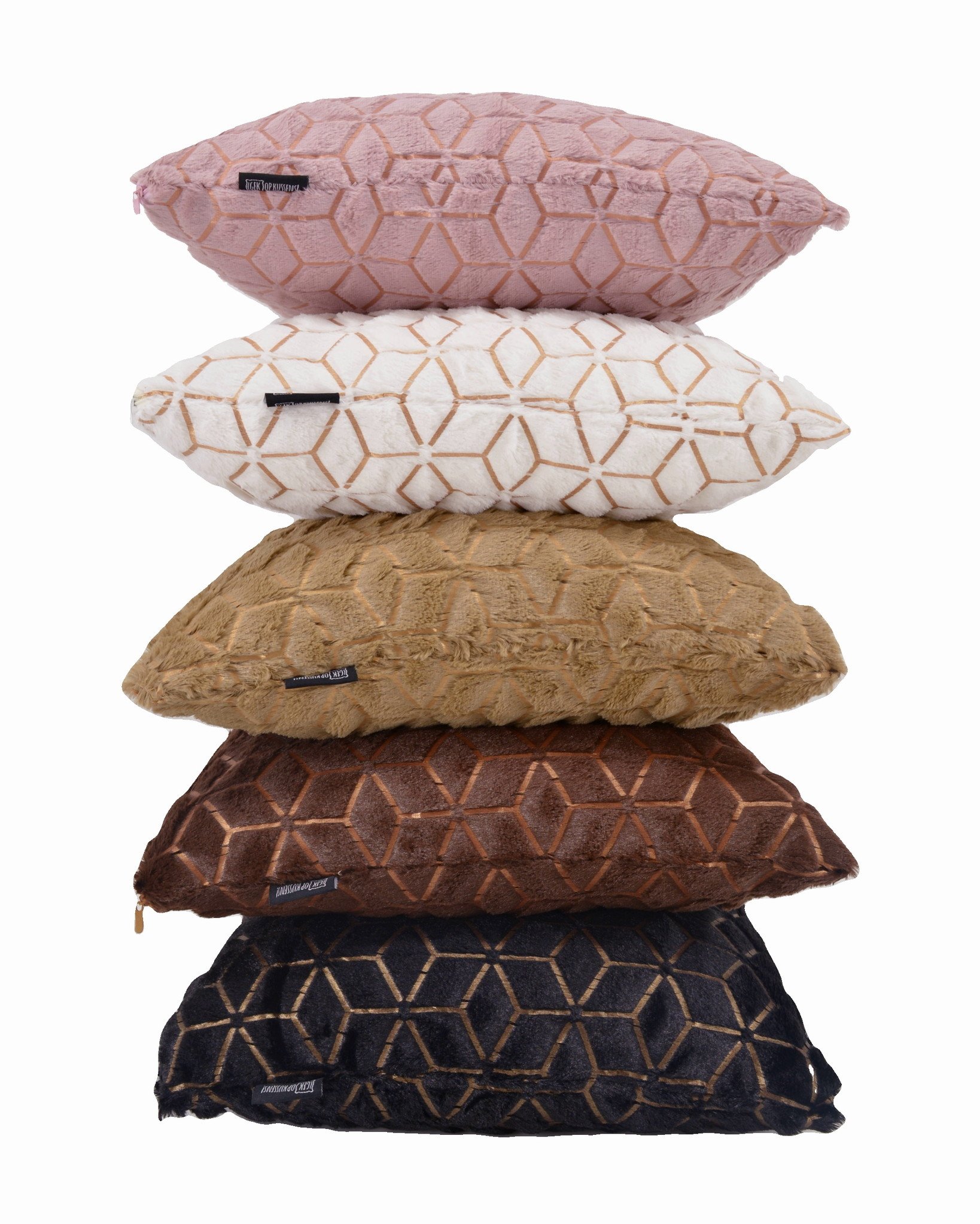 Sierkussen White/Rose Geometric | 45 x 45 cm | Polyester - Gek op kussens!