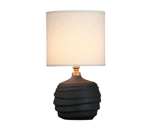 Chinese Table Lamp Relief Matte Black D30xH56cm - Fine Asianliving