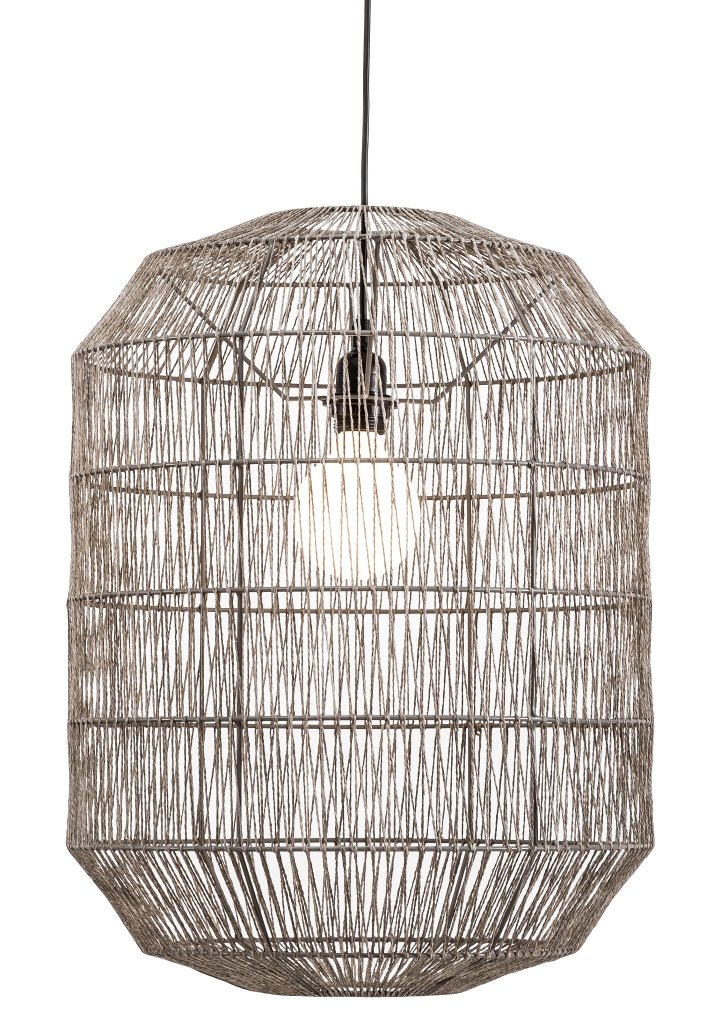 Pendant Light Paper Rope Weaved Matte Black D42xH60cm - Fine Asianliving