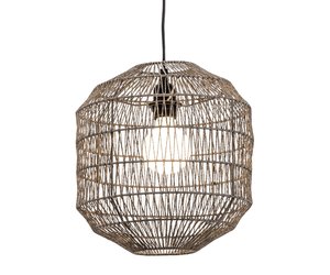 Pendant Light Paper Rope Weaved Matte Black D29xH22cm - Fine Asianliving