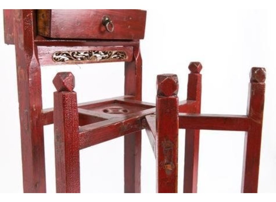 Antique Chinese Red Table for Washbasin W42xH153xD52cm - Fine Asianliving
