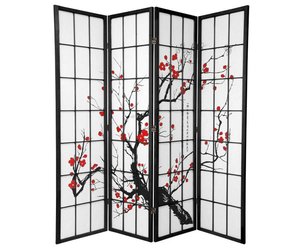 Japanese Room Divider Shoji W180xH180cm Rice-paper Black - Sakura Cher ...