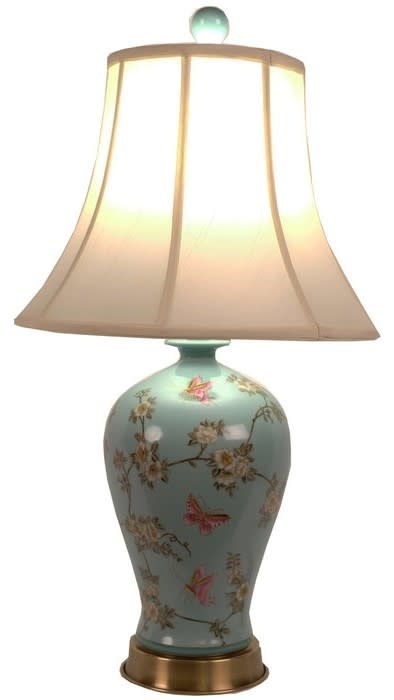 Chinese Table Lamp Porcelain Hand-Painted Turquoise W40xD40xH76cm ...