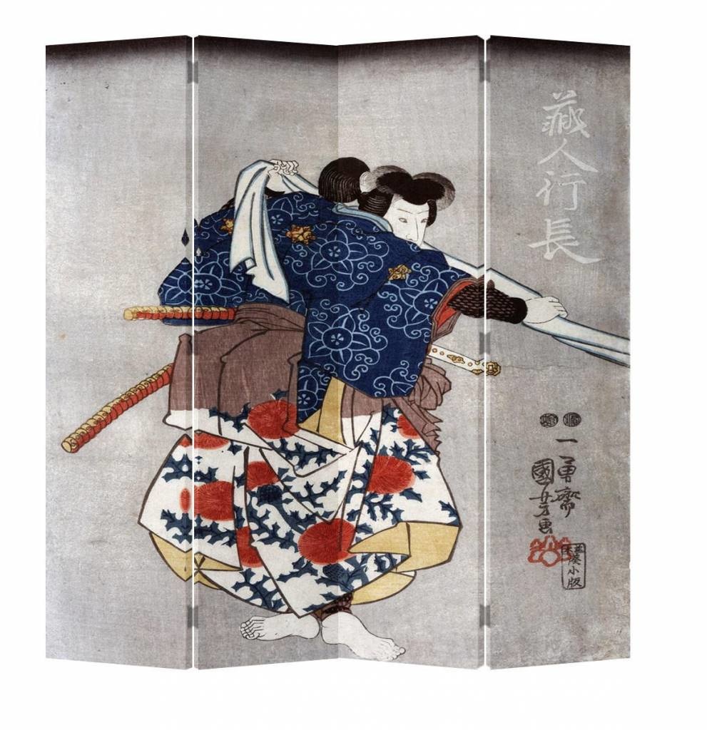Japanese Oriental Room Divider Folding Privacy Screen 4 Panel Japanese ...