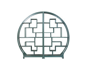 Chinese Cabinet Round Open Display Pine Green W192xD26xH176cm - Fine ...