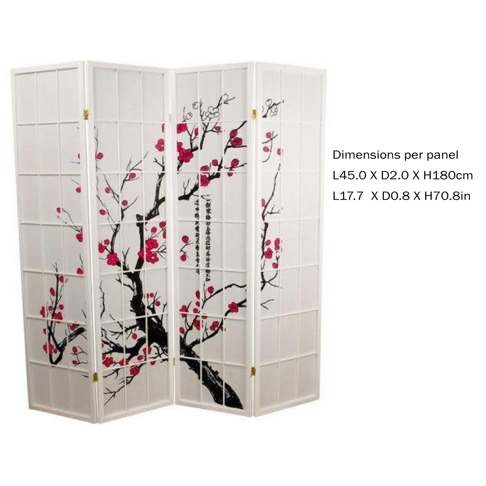 Japanese Room Divider W180xH180cm 4 Panels Privacy Screen Shoji Rice-p ...