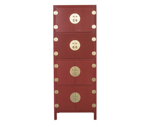 Chinese Cabinet Ruby Red W67xD45xH180cm - Orientique Collection - Fine ...