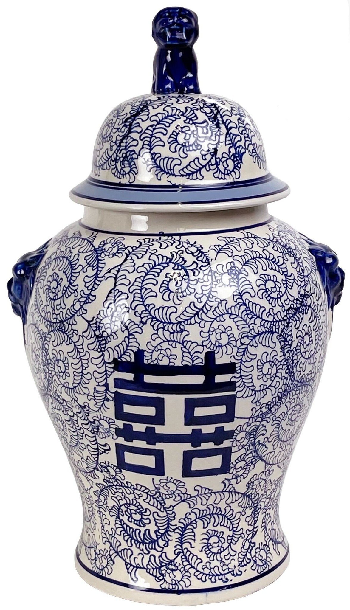 Chinese Ginger Jar Hand-painted Porcelain Blue White D25xH46cm Double ...