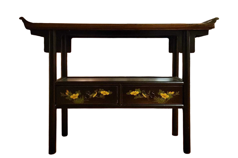 Chinese Console Table Black Handpainted W120xD35xH85cm - Fine Asianliving
