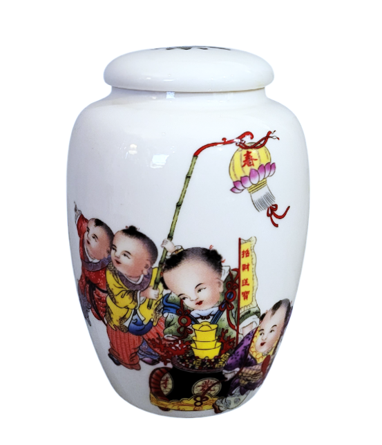 Chinese Tea Container Porcelain Playful Chinese Children - Fine Asianliving