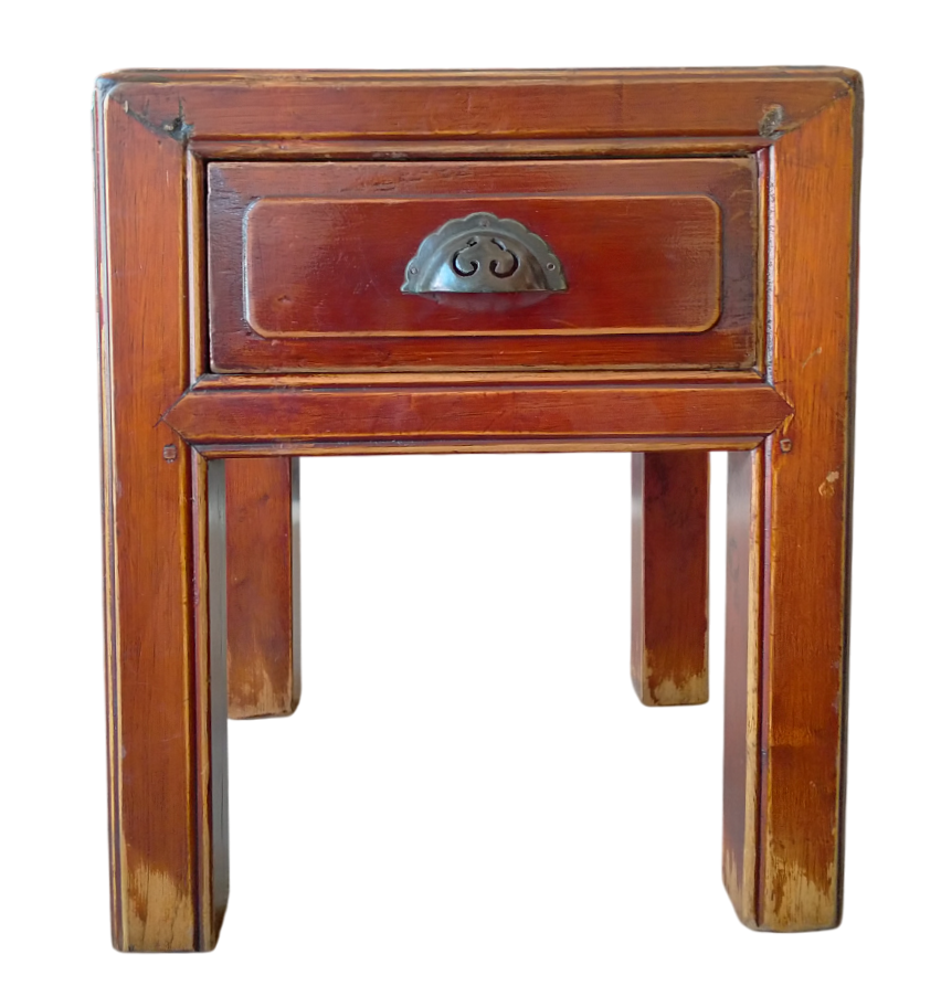 Antique Chinese Stool with Drawer W32xD32xH37cm - Fine Asianliving
