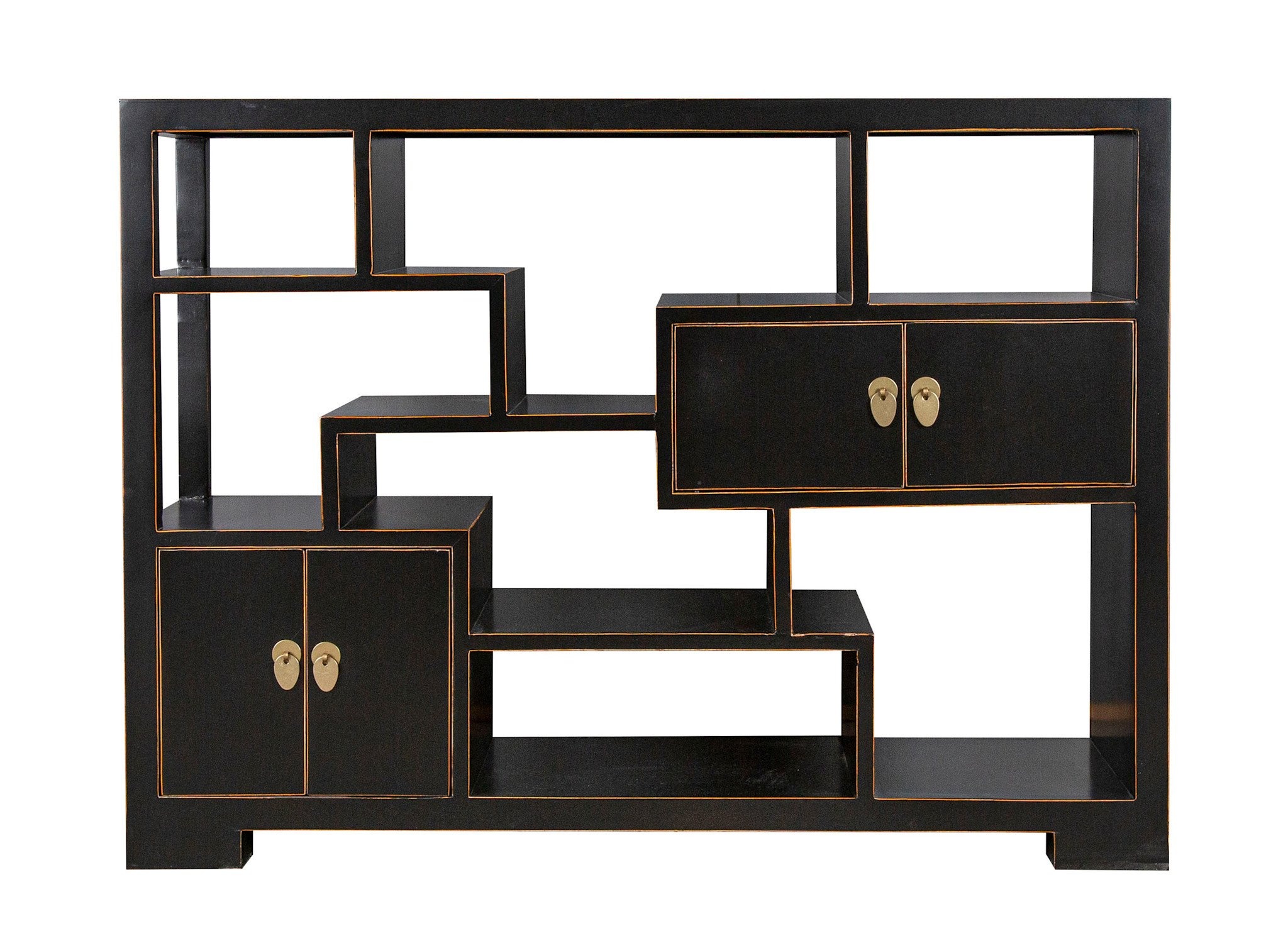 Chinese Bookcase Open Cabinet Onyx Black - Orientique Collection ...