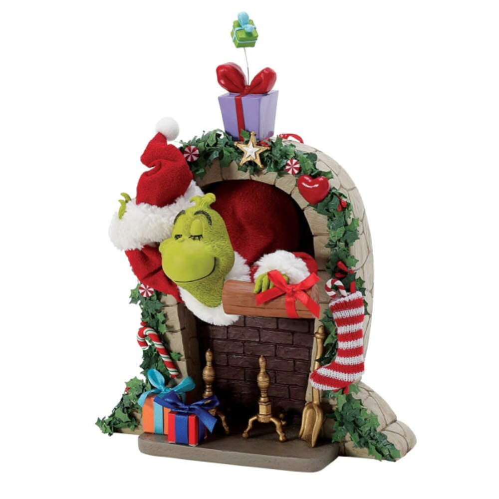 Figurine: Grinch - In a Fireplace - Magical Gifts