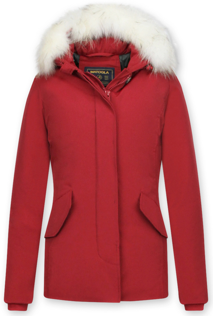 Getailleerde Winterjas Dames | Grote Witte Bontkraag | - Onlinewinterjas.nl