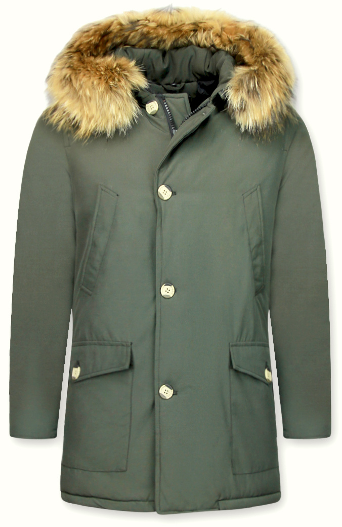 Luxe Parka Heren Winterjas Lang met Grote Bontkraag | - Onlinewinterjas.nl