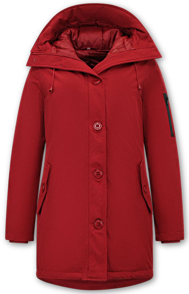 Winddichte Winterjas Dames Parka Rood | SALE | - Onlinewinterjas.nl