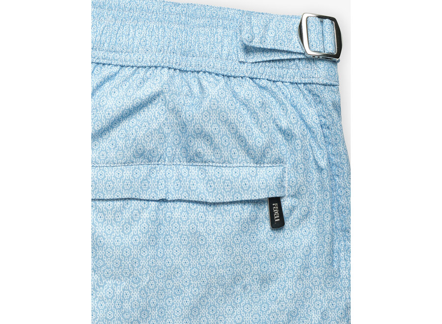 Fedeli - Swimtrunk Daniel - Light blue pattern - LES HOMMES D'AMSTERDAM