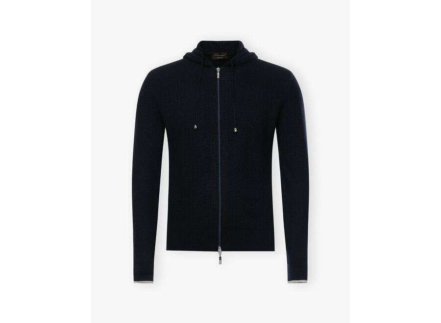 Doriani Cashmere - Knitted sweater silk cashmere - Navy - LES HOMMES D ...
