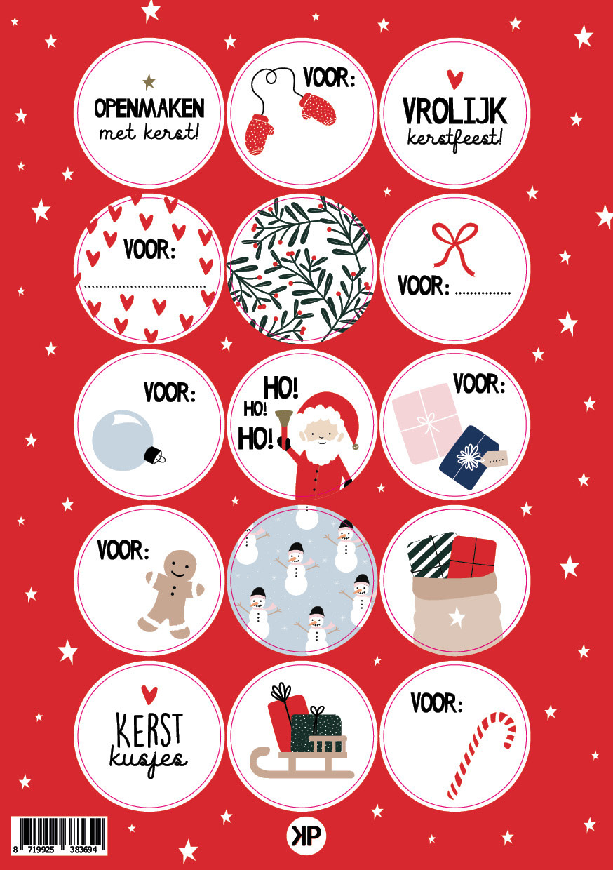 Stickervel Kerst rood | 15 stickers - Feestdeco