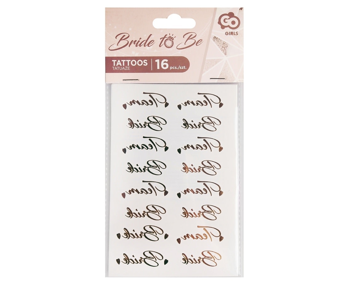 Tattoos Team Bride | 16 stuks | Goud - Feestdeco
