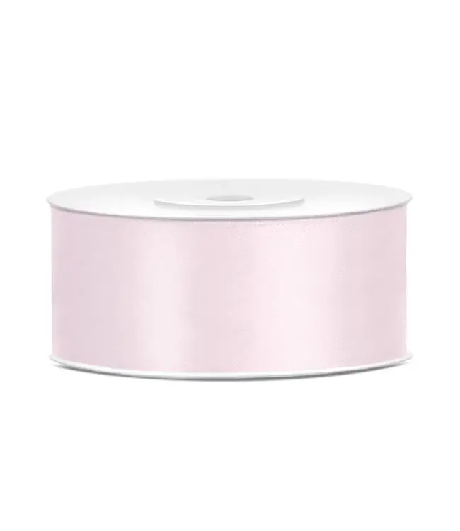 Licht poeder roze lint - 2,5cm breed - 25 meterlang - Feestdeco