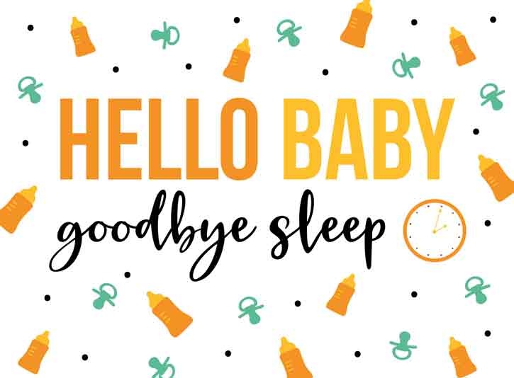 Wenskaart | Hello baby Goodbye sleep - Feestdeco