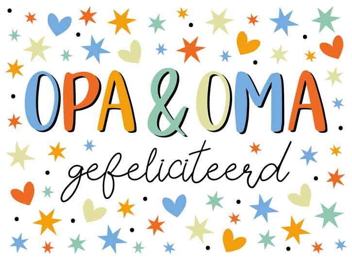 Wenskaart | Opa & oma Gefeliciteerd - Feestdeco