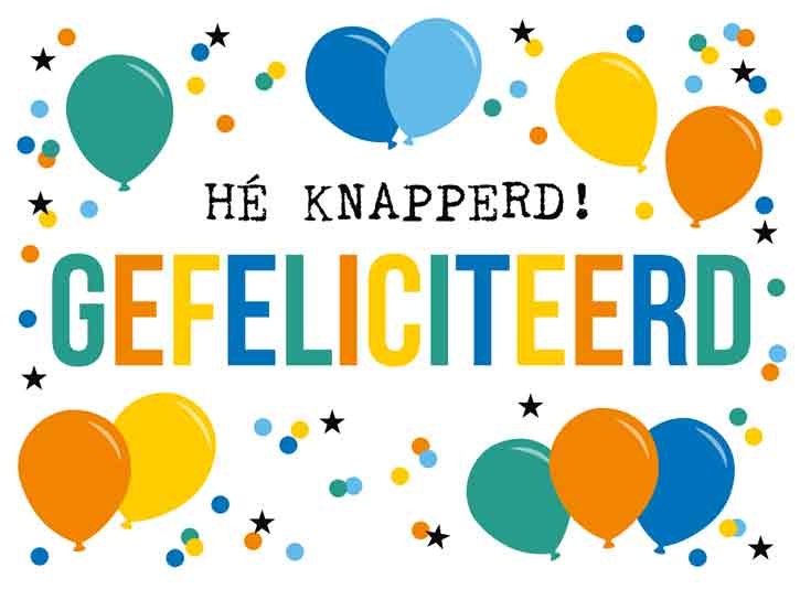 Wenskaart | Hé knapperd! Gefeliciteerd - Feestdeco