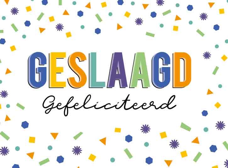 Wenskaart | Geslaagd Gefeliciteerd - Feestdeco