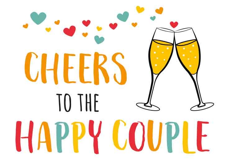 Wenskaart | Cheers to the happy couple - Feestdeco