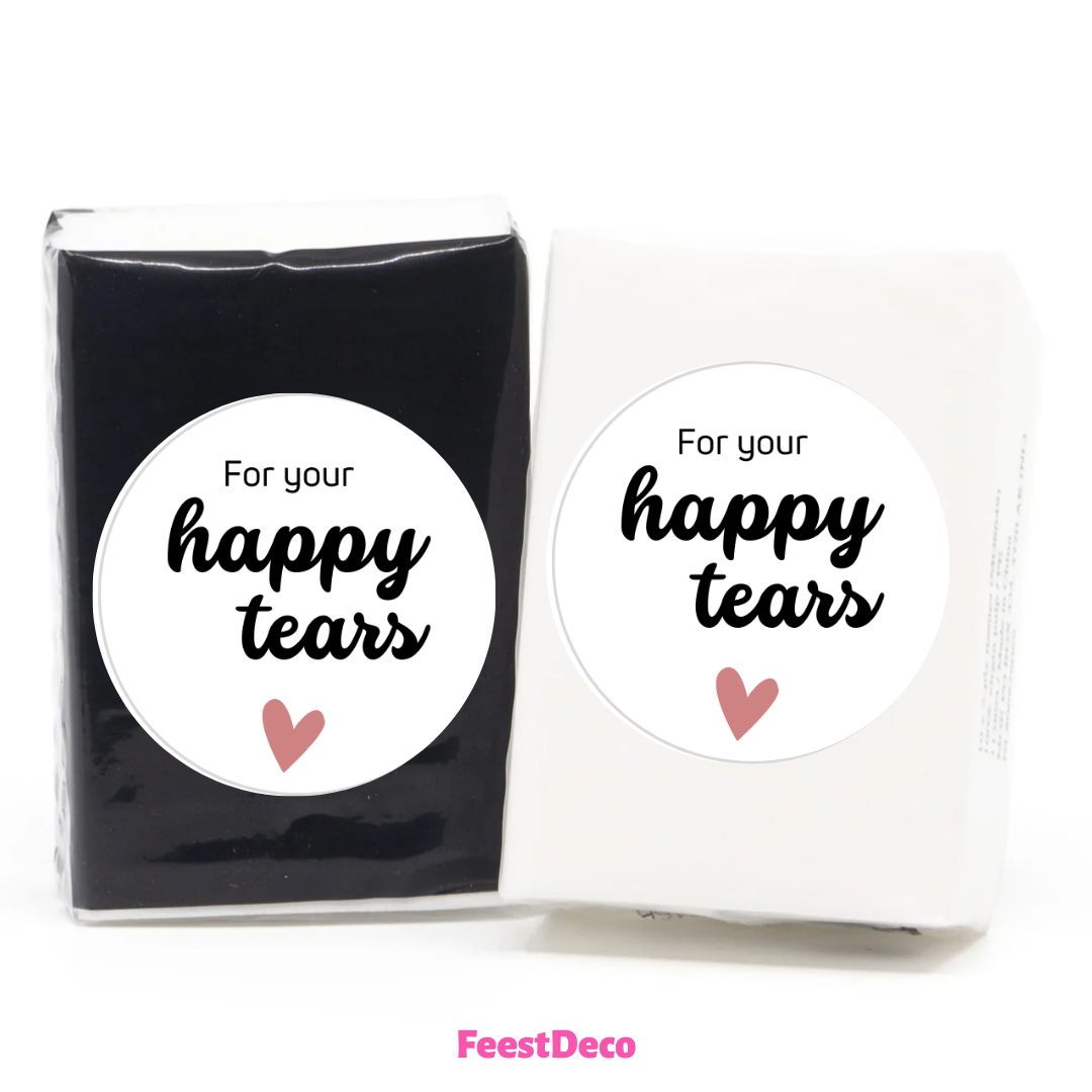 Stickers Happy Tears | Rosegoud | Zakje 20 stuks - Feestdeco