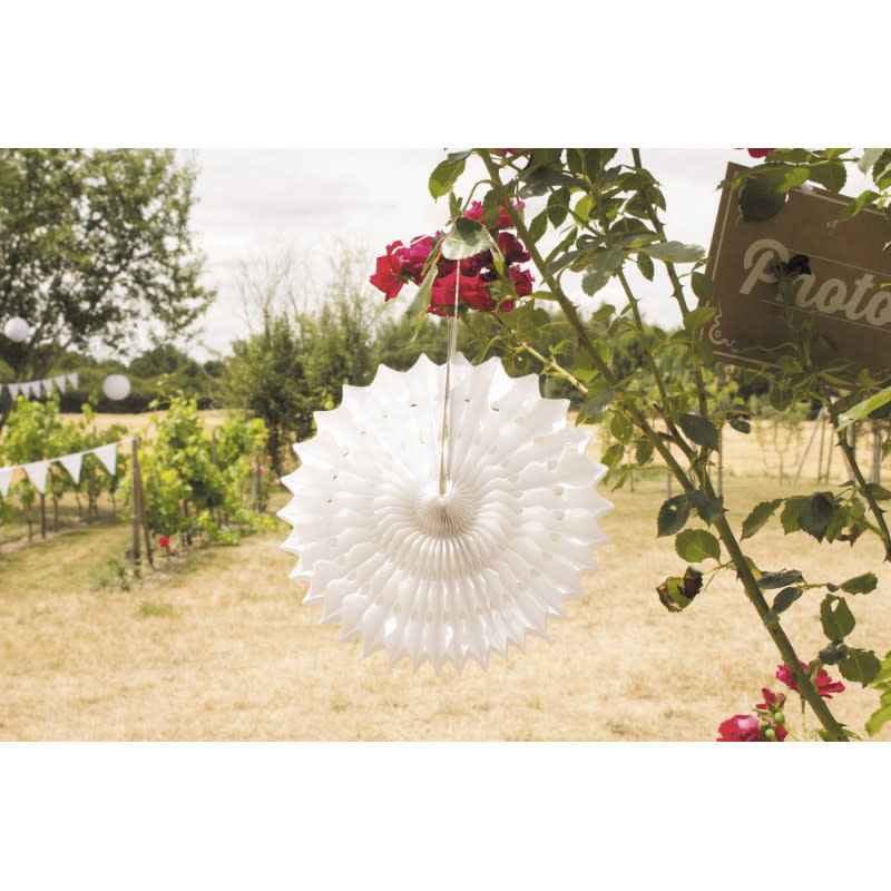 Tim&Puce Factory Waaier wit | 53 cm - Feestdeco