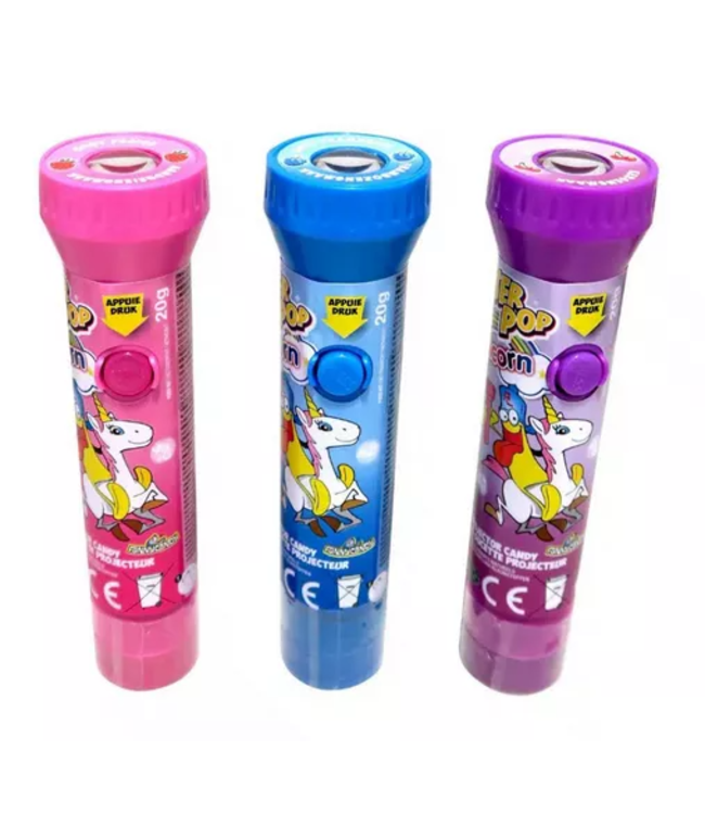 Feestdeco sweets Laser pop | Unicorn lolly met zaklantaarn - Feestdeco